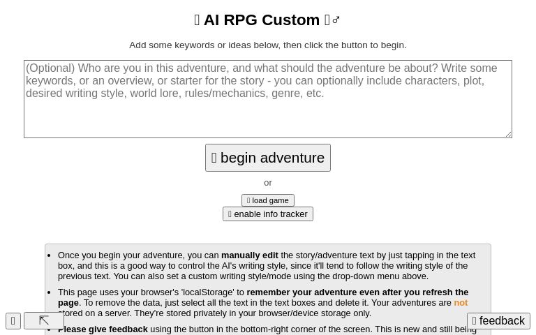 🗡️ AI RPG - Custom Text Adventure ― Perchance Generator