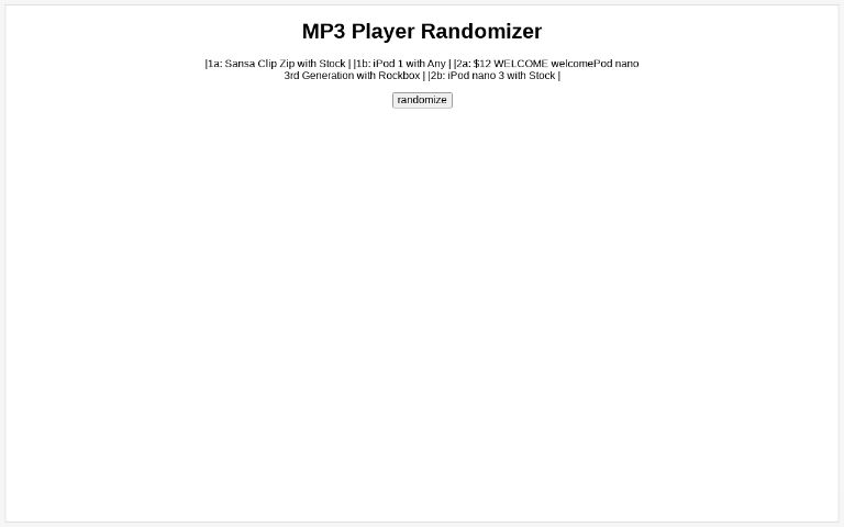 MP3 Player Randomizer ― Perchance Generator