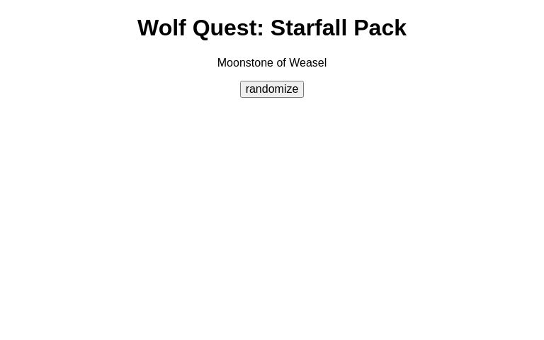 Wolf Quest: Starfall Pack ― Perchance Generator