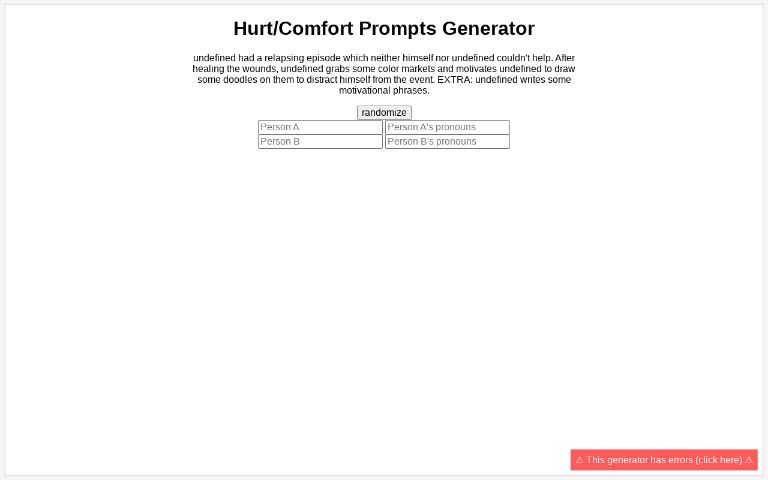 Hurt/Comfort Prompts Generator