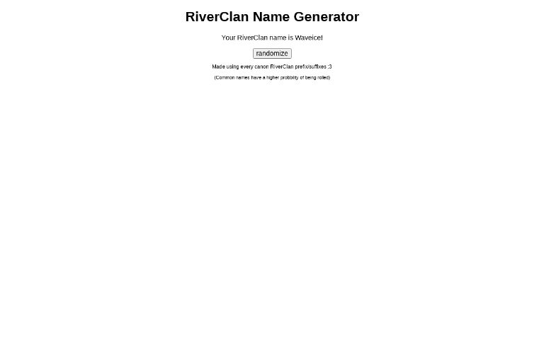 RiverClan Name Generator