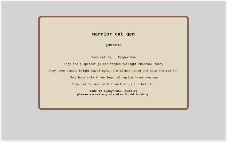 warrior cat gen