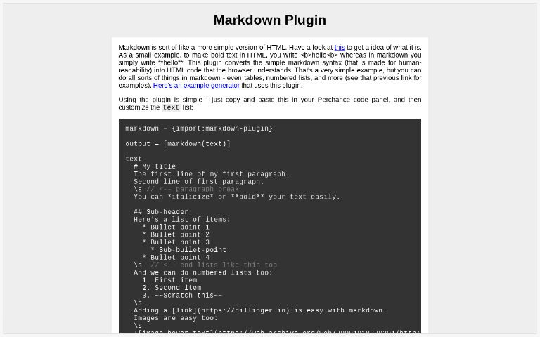 Markdown Plugin