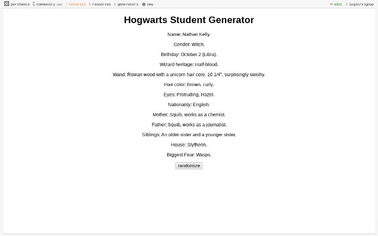 Hogwarts Student Generator