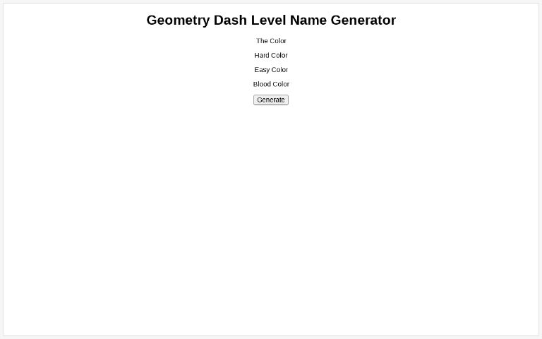 Geometry Dash Level Name Generator