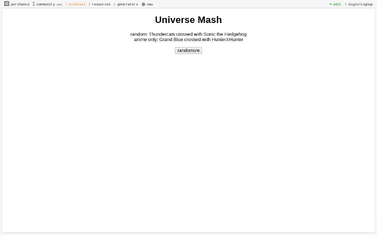 Universe Mash ― Perchance Generator