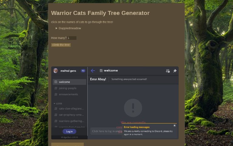 Warrior Cats Family Tree Generator