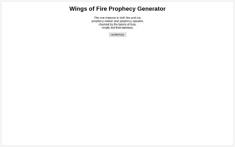 Wings of Fire Prophecy Generator