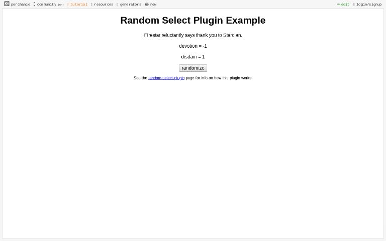 Random Select Plugin Example