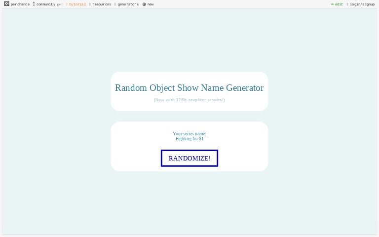Random Object Show Name Generator