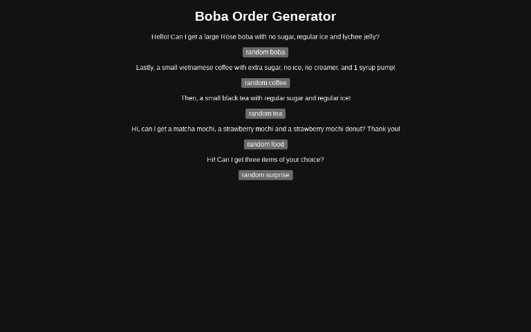 Boba Order Generator