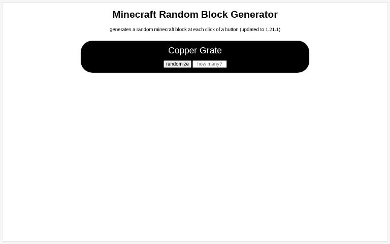 Minecraft Random Block Generator