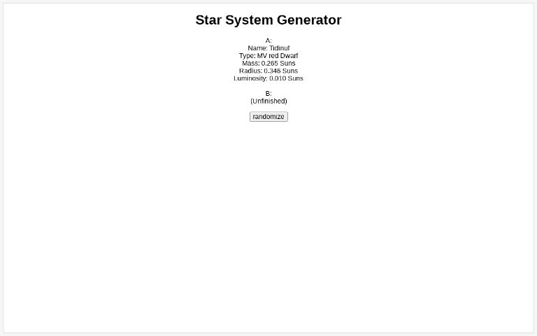Star System Generator