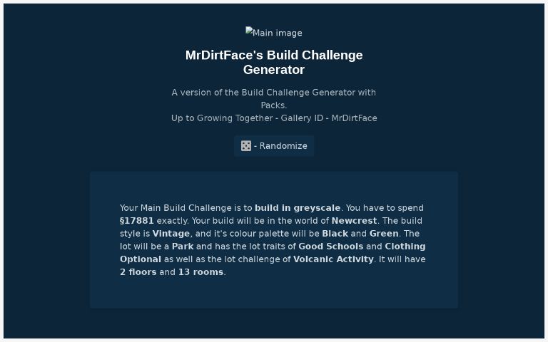 MrDirtFace's Build Challenge Generator