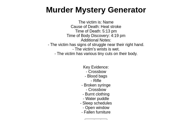 Murder Mystery Generator