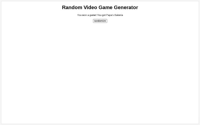 Random Video Game Generator