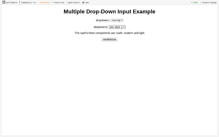 Multiple Drop-Down Input Example ― Perchance Generator