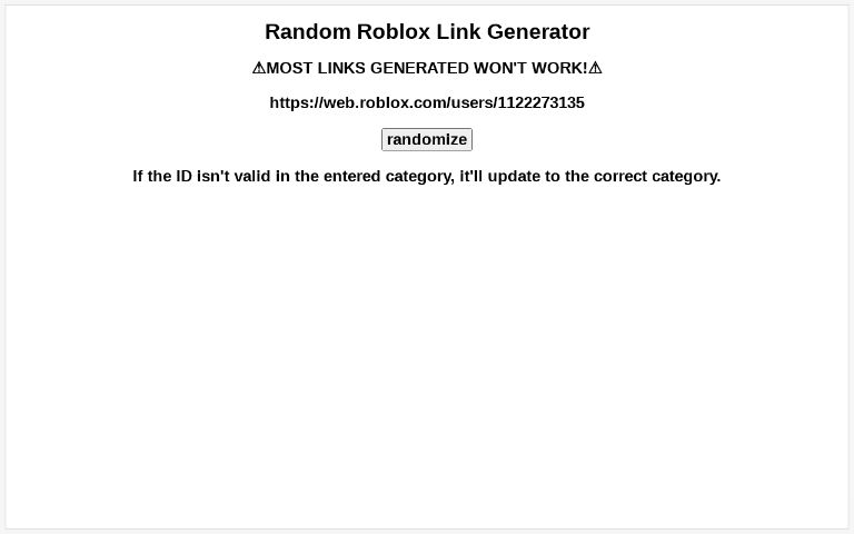 Random Roblox Link Generator