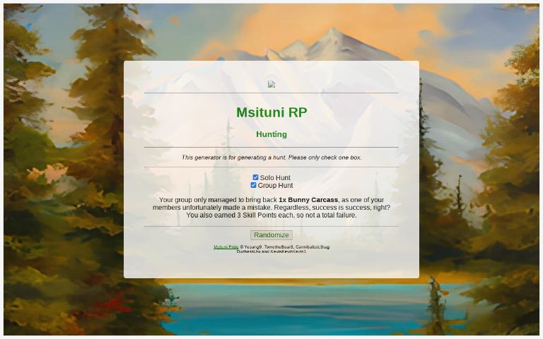 Msituni RP ― Perchance Generator