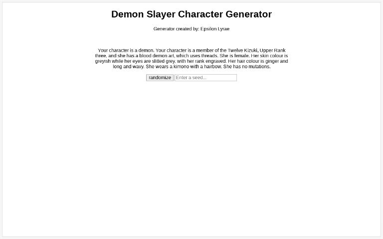 Demon Slayer Character Generator