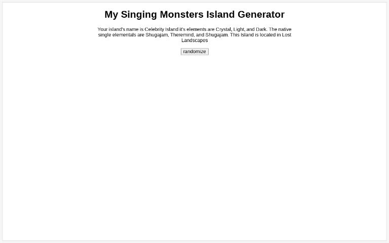 My Singing Monsters Island Generator