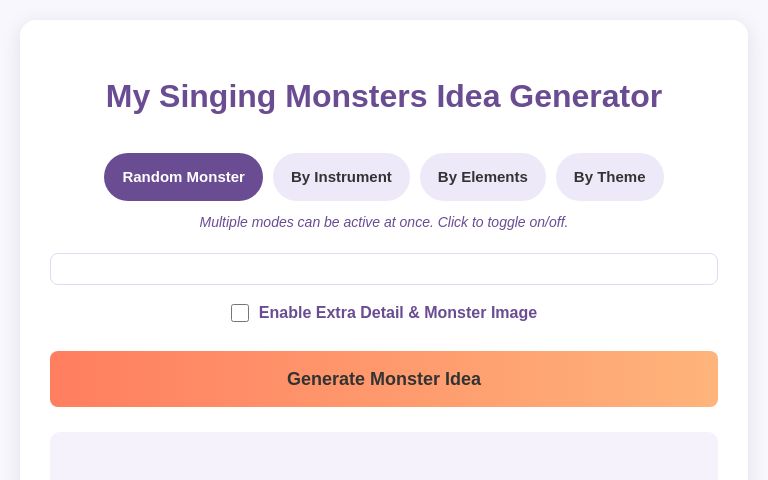 My Singing Monsters Idea Generator