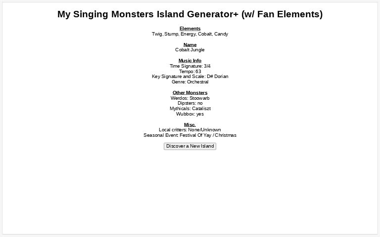 My Singing Monsters Island Generator+ (w/ Fan Elements)