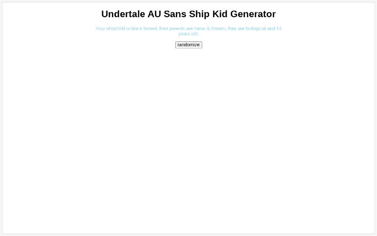 Undertale AU Sans Ship Kid Generator