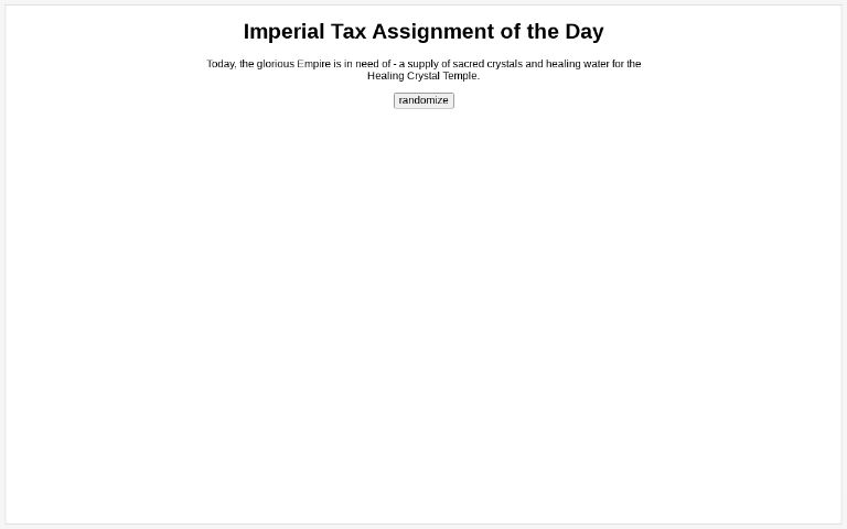 Imperial Tax Assignment of the Day ― Perchance Generator