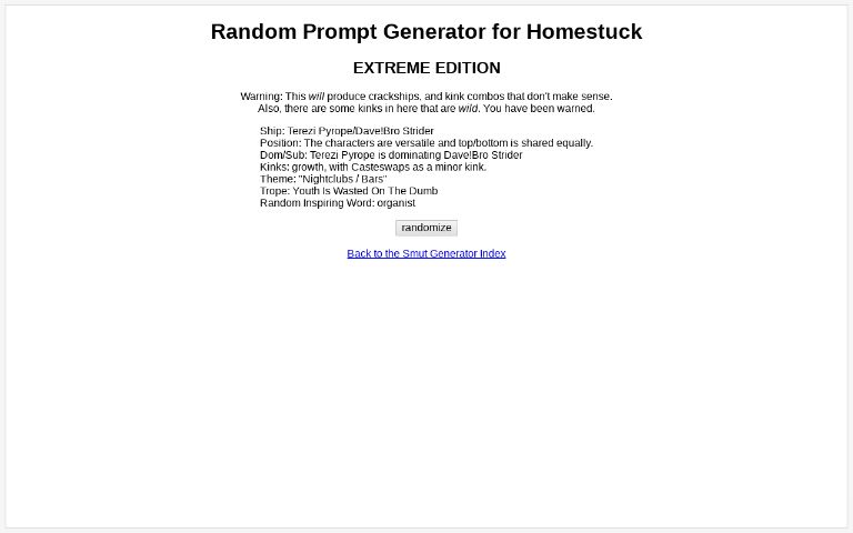 Random Prompt Generator for Homestuck