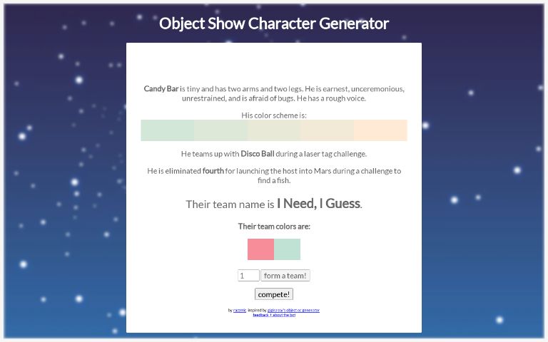 Object Show Character Generator