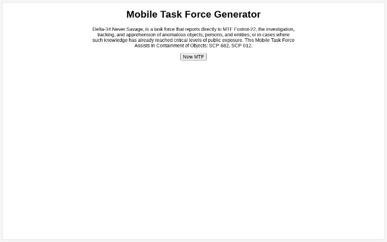 Mobile Task Force Generator