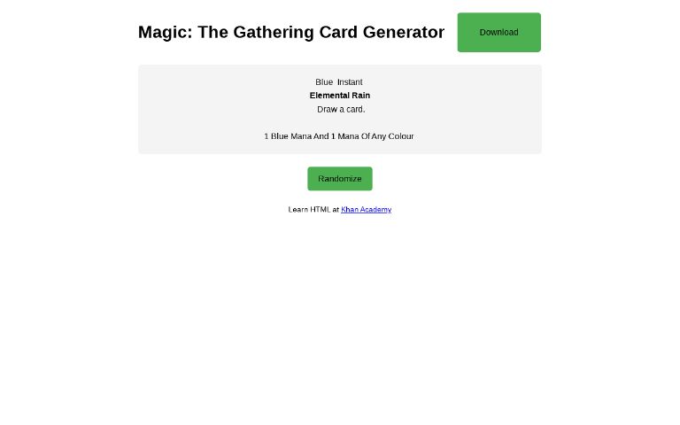 Magic: The Gathering Card Generator