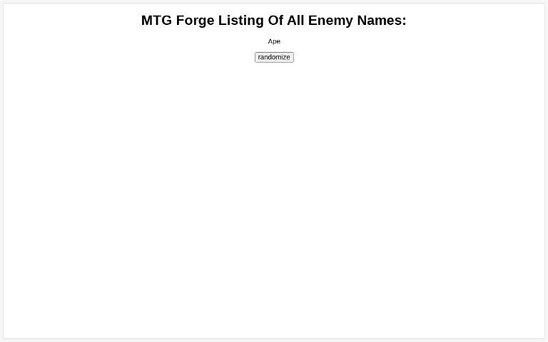 MTG Forge Listing Of All Enemy Names: ― Perchance Generator