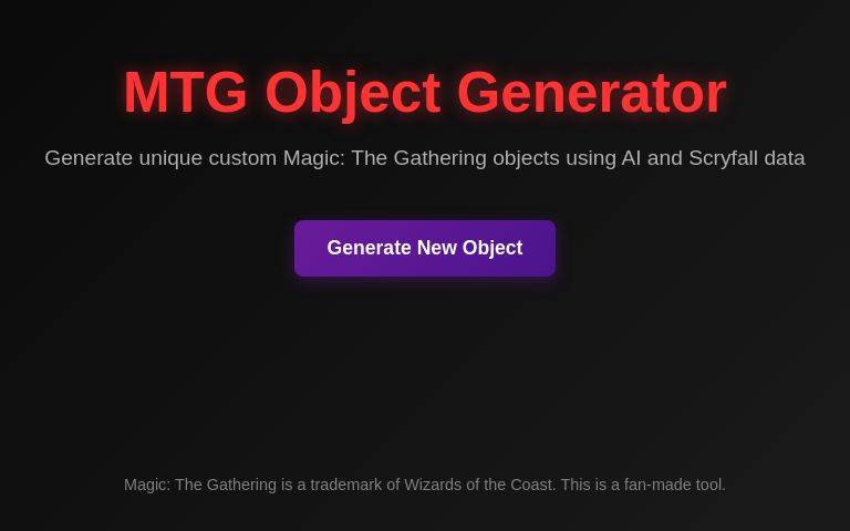 MTG Object Generator
