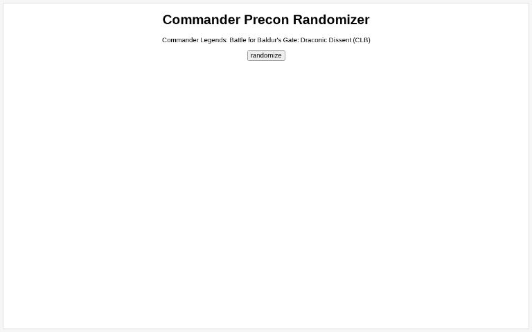 Commander Precon Randomizer ― Perchance Generator
