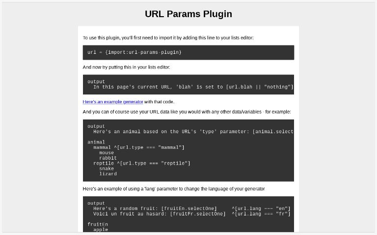 URL Params Plugin