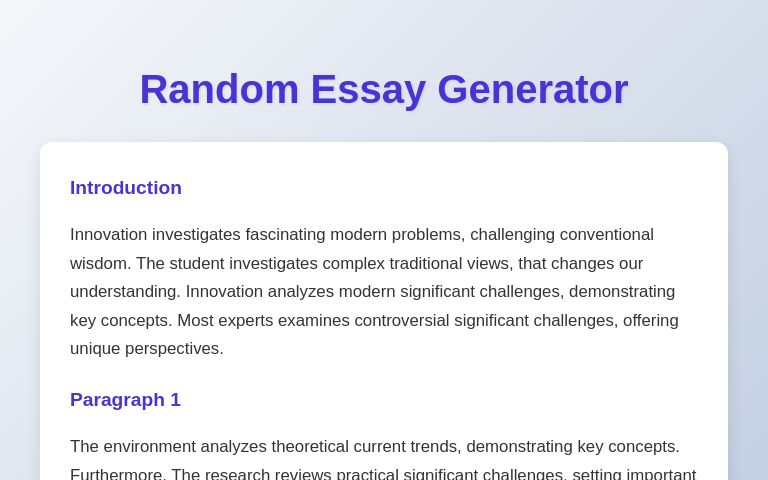 Random Essay Generator