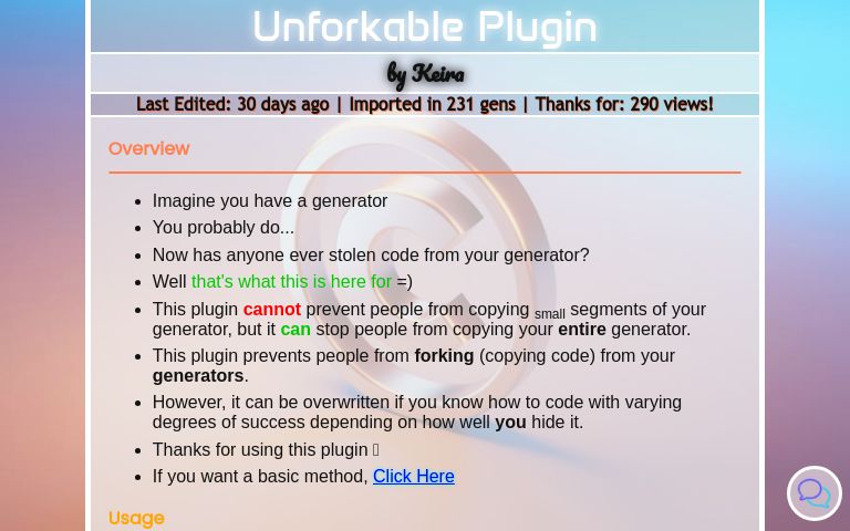 ©️ • Unforkable Plugin • By Keira 💖