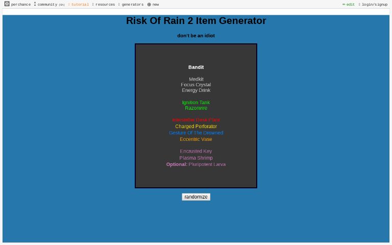 Risk Of Rain 2 Item Generator