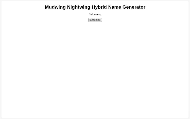 Mudwing Nightwing Hybrid Name Generator