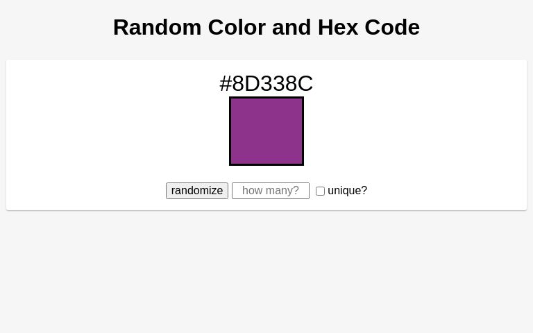 Random Color and Hex Code ― Perchance Generator