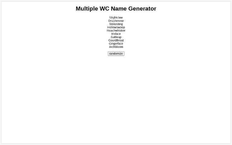 Multiple WC Name Generator
