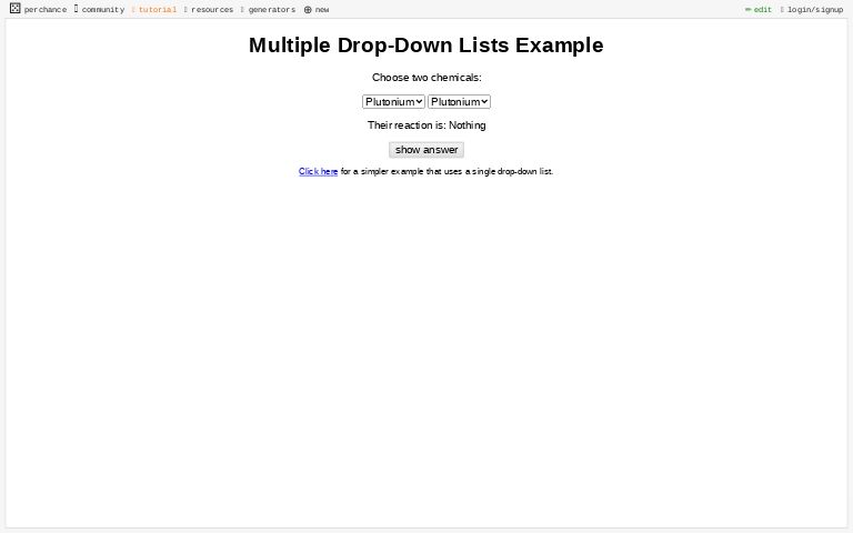 Multiple Drop-Down Lists Example ― Perchance Generator