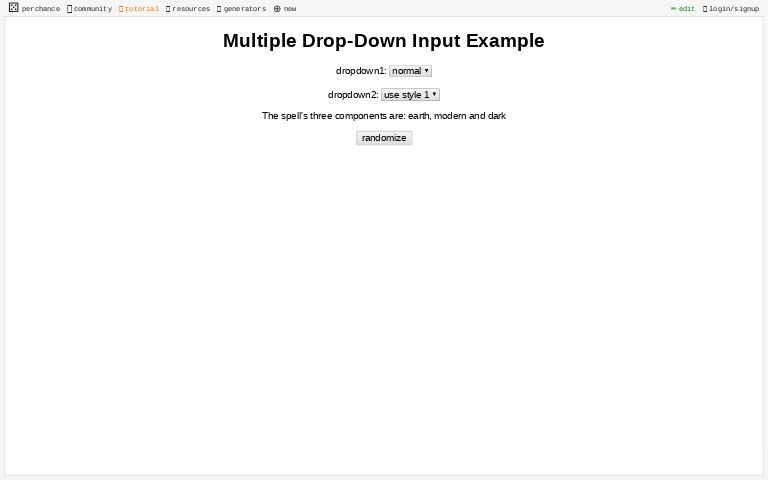 Multiple Drop-Down Input Example ― Perchance Generator