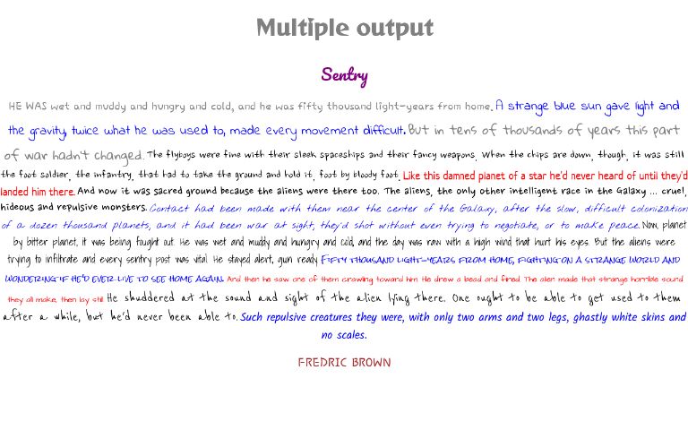 Multiple output ― Perchance Generator
