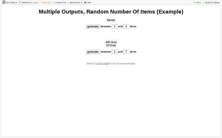 Multiple Outputs, Random Number Of Items (Example) ― Perchance Generator
