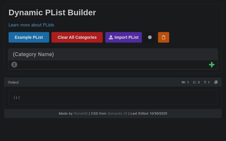 Dynamic PList Builder ― Perchance Generator