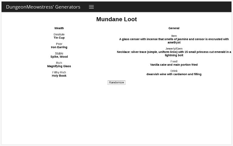 Mundane Loot ― Perchance Generator