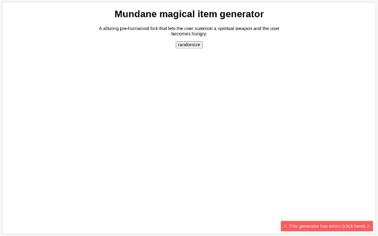 Mundane magical item generator